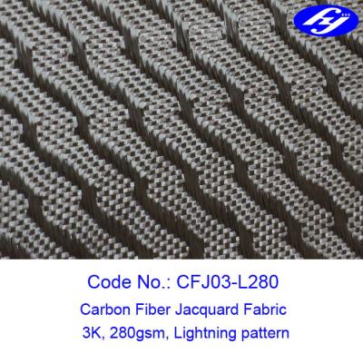 China Lightning Pattern 3K 280gsm Jacquard Carbon Fiber Fabric 150cm Width for sale