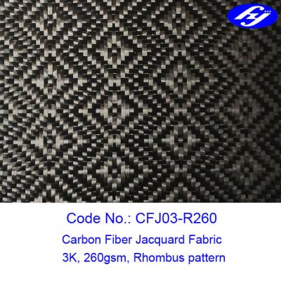 China Rhombus Pattern 3K Twill Weave Carbon Fiber Fabric 240 gsm Decoration Black Jacquard for sale