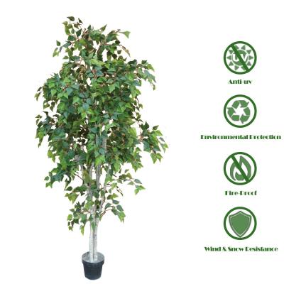 China Besting Selling No Nursing Artificial White Birch Bonsai Evergreen With Real Bark For Balcony for sale