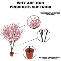 China 180cm Potted Cherry Blossom Tree Decoration Plant Artificial Flower Bonsai for sale
