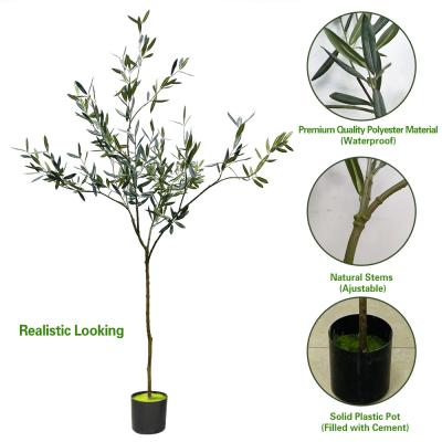 China 195cm Artificial Olive Tree Light Decoration Restarant Bonsai Evergreen Fabric Leaves for sale