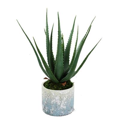 China Customizable Landscape 23CM Artificial Potted Floor Plants Green Aloe Garden Decoration for sale