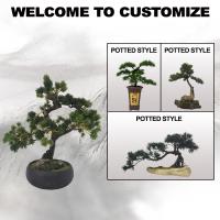 China Custom Size Artificial Bonsai Office Silk Potted Palnts Desk Decoration Vibe Green Plants for sale