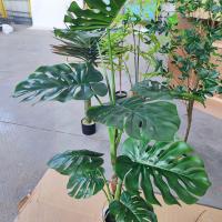 China Potted Indoor Plastic Artificial Monstera Plant For Dining Room Decoration for sale