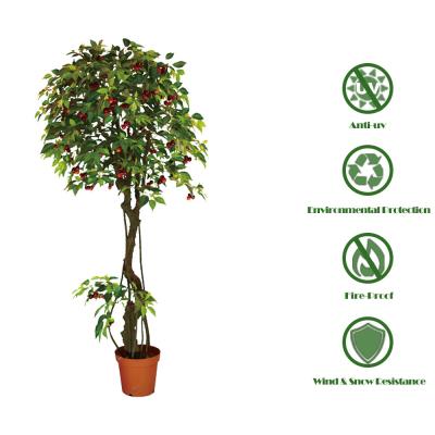 China Custom Size 200cm Cherry Artificial Landscape Trees With Fruits Green In Four Seasons for sale