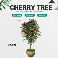 China High Simulation Artificial Cherry Tree Red Fruits 160cm Custom Size Indoor Decor for sale