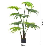 China Green Palm Artificial Landscape Trees Potted Plants 120cm With Black Pot No Clor Fading for sale