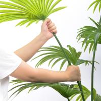 China Green Palm Artificial Landscape Trees Potted Plants 120cm With Black Pot No Clor Fading for sale