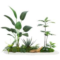 China Evergreen Artificial Landscape Trees Traveller'S Palm Indoor Floor Plant Bush Preseved Moss for sale