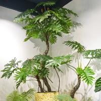 China 270cm Artificial Landscape Trees L Shape Split Philo Office Decoration Floor Plant for sale