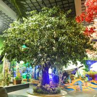 China Anti UV Artificial Banyan Tree Large Outdoor Foliage Plant UV Resistant Or Fire Retardent Leaves for sale