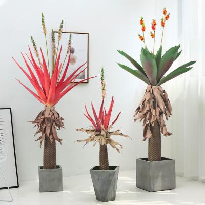 China Thick Leaves Artificial Potted Flower Aloe Indoor Decor Realistic Appearance Plant for sale