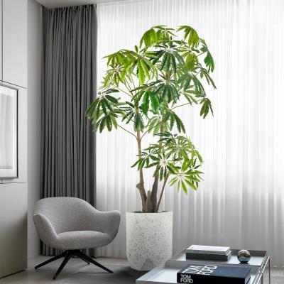 China Round Peacock Leaves Artificial Potted Floor Plants For Bedroom Decoration for sale