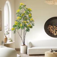 China Artificial cassia flowering tree yellow home deco hotel office potted tree for sale