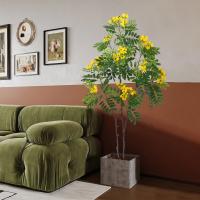 China Artificial cassia flowering tree yellow home deco hotel office potted tree for sale
