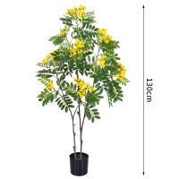 China Artificial cassia flowering tree yellow home deco hotel office potted tree for sale