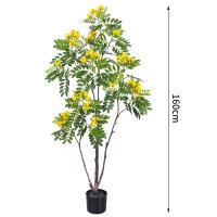 China Artificial cassia flowering tree yellow home deco hotel office potted tree for sale