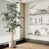 China Haihong Manufacturer silk leaves 6 ft artificial ficus tree​  and Natural Trunk, Faux Ficus Tree with Plastic Pot, Fake Ficus Tree for Office Home Farmhouse for Indoor Outdoor Decor for sale