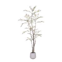 China Wholesale Bonsai Red Green Variegated Artificial Plant Nandina Greenery Silk Heavenly Bamboo For Home Garden Outdoor Decor for sale