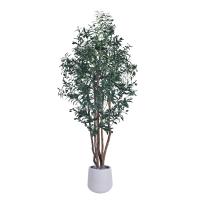 China High-End 6FT Faux Olive Tree Indoor Multi Trunk Black Artificial Tree Olive With Natural Wood Trunk For Home Office Mall Decor for sale