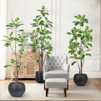 China Latest New Arrival Artificial Indoor Plants Potted Plants Green White Faux Rubber Tree for Decoration Home Office Small Plastic for sale