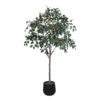 China Realistic D-Style Artificial Stereo Ficus Tree | Custom Flame Retardant & UV Resistant Fake Banyan Plant, 120/140/180cm, Uniform Packaging with Black Pot for Commercial & Home Interior Decor for sale