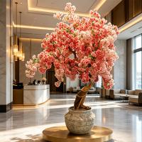 China Artificial Cherry Blossom Tree Real Wood Trunk Silk Sakura Flower Tree for Wedding Decoration Indoor Outdoor for sale