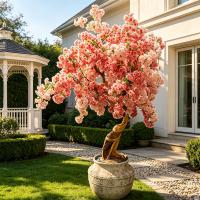 China Artificial Cherry Blossom Tree Real Wood Trunk Silk Sakura Flower Tree for Wedding Decoration Indoor Outdoor for sale