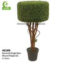 China Wiind Resistance 110cm Artificial Boxwood Tree , Fake Topiary Plants Round Shape for sale