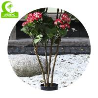 China Factory Wholesale Superior Quality Artificial Geranium Tree With Red Flower For Indoor Decoration for sale
