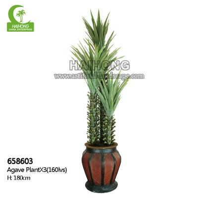 China Anti UV Artificial Succulent Plant Landscaping Tropical Fiber Agave for sale