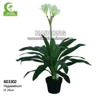 China Colorful Decorative 90cm Plastic Artificial Potted Flower Hippeastrum for sale