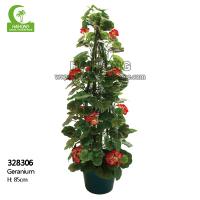 China Lifelike Stunning 85cm Tall Artificial Potted Flower Geranium Outdoor Decorative for sale