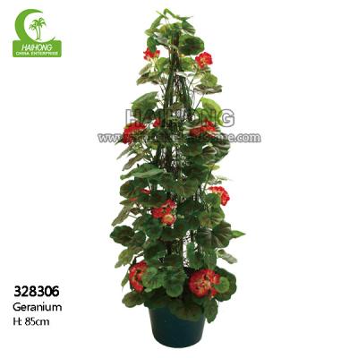 China Lifelike Stunning 85cm Tall Artificial Potted Flower Geranium Outdoor Decorative for sale
