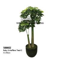 China 140cm Height Artificial Evergreen Plant Baby Schefflera Tree for sale