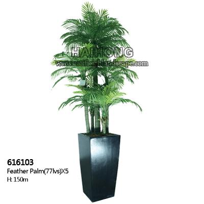 China 150cm Height Artificial Potted Floor Plants Feather Palm Tree for sale
