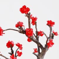 China Wedding Home Decor Red Artificial Potted Floor Plants Plum Blossom Silk Flower for sale