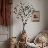 China Simulated Space Decor Artificial Pomegranate Tree Landing Bonsai Ornamental Greenery for sale