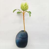 China 60cm White Artificial Potted Floor Plants Silk King Protea Cynaroides Flower for sale