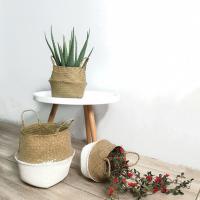 China ODM Artificial Plant Accessories Bamboo Woven Basket Rattan Portable Flower Pot for sale