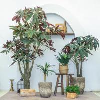 China Peacock Wood Artificial Tropical Tree Potted Plant Indoor Window Office Floor Decoration for sale