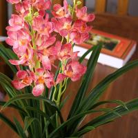 China High Lifelike 80cm Artificial Cymbidium Fabric Flowers House Table Decoration for sale