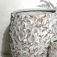 China 48cm Mystery Patterned Cement Pot Artificial Plant Accessories for sale