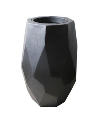 China Polygonal Black Flower Pot Artificial Flowers Grass Branches Decor for sale