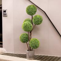 China 180Cm Spherical Simulated Plant Fake Boxwood Indoor Plastic Potted Bonsai for sale