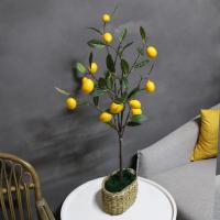 China Lifelike 100cm Artificial Fruit Tree Indoor Potted Lemon Green Yellow Plant for sale