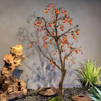 China Garden Bonsai Artificial Persimmon Tree Retro Style Landing Fruit Plant for sale