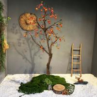 China Garden Bonsai Artificial Persimmon Tree Retro Style Landing Fruit Plant for sale