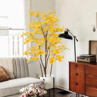 China ODM Golden Color Artificial Ginkgo Tree For Exhibition Yellow Leaf for sale