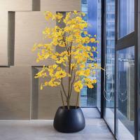 China ODM Golden Color Artificial Ginkgo Tree For Exhibition Yellow Leaf for sale